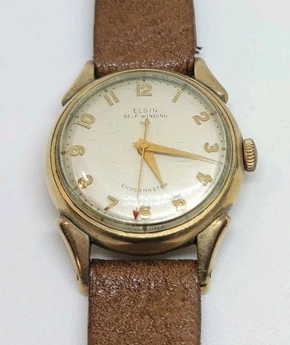 Vintage Elgin Shockmaster Self Winding 10K RGP Wrist Watch Runs | eBay