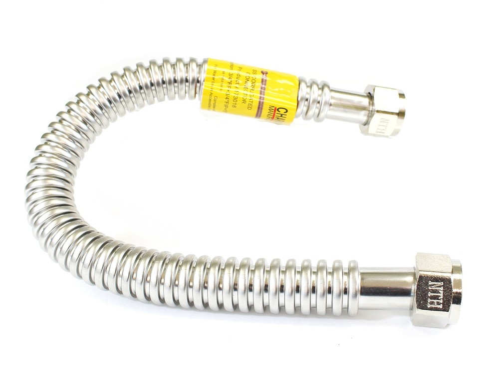 Inc 36” Corrugated Stainless Steel Flexible Water Line, 3/4” FIP X 3/4 ...