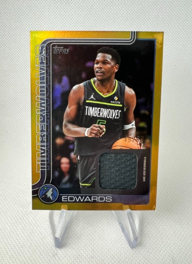 2025-26 Topps Basketball Anthony Edwards Gold /50 Game Worn Jersey ...