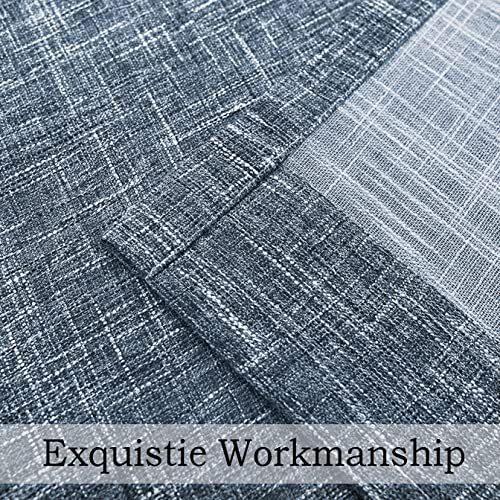 Ombre Rayon Blend Heavy Linen Texture Window Curtain 40"x108"x2 Indigo ...