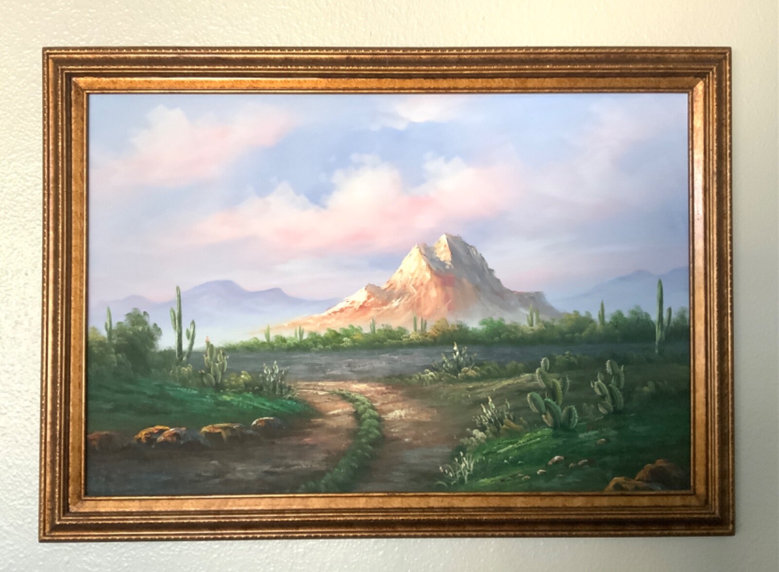 P. MINTON ORIGINAL IMPRESSIONIST OIL PAINTING 41”x29” ON CANVAS, SIGNED ...