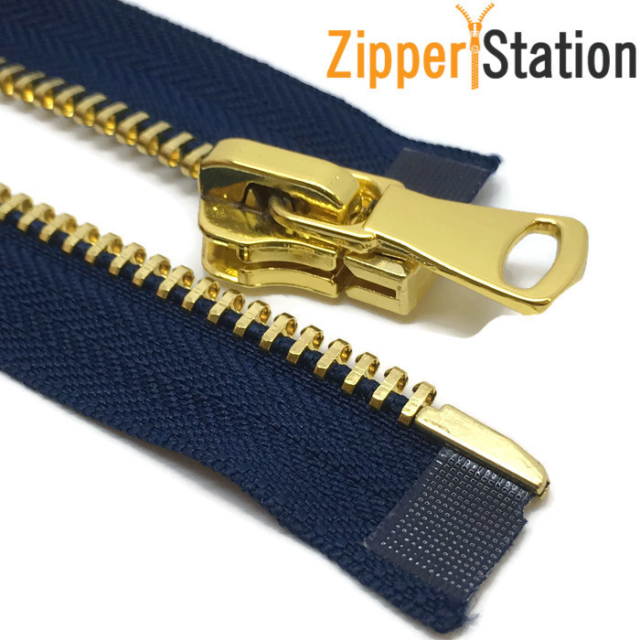 Gold Zip Heavy Duty No8 /Metal Open End Zipper (G8OE) | eBay UK