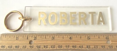 Vintage “ROBERTA” Clear Gold Large Keychain Key Ring New/Old Stock | eBay
