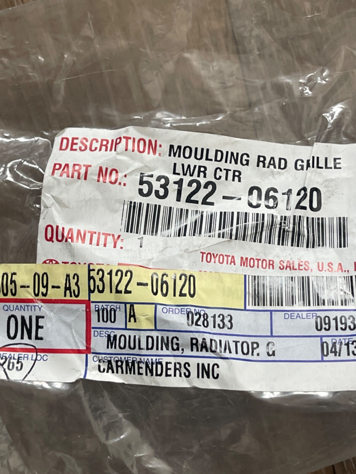 Genuine Toyota Lower Molding 53122-06120 | eBay