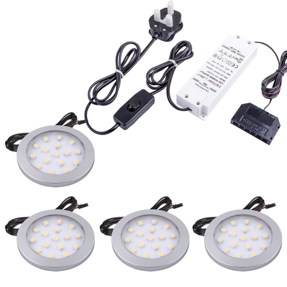 Kitchen LED Light Under Cabinet Shelf Cupboard Round 12V Light Kit/Set ...