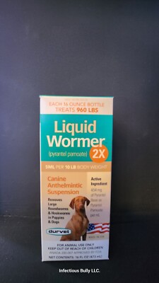 Durvet Liquid Wormer Pyrantel Pamoate Hookworms Round Worms Dogs ...