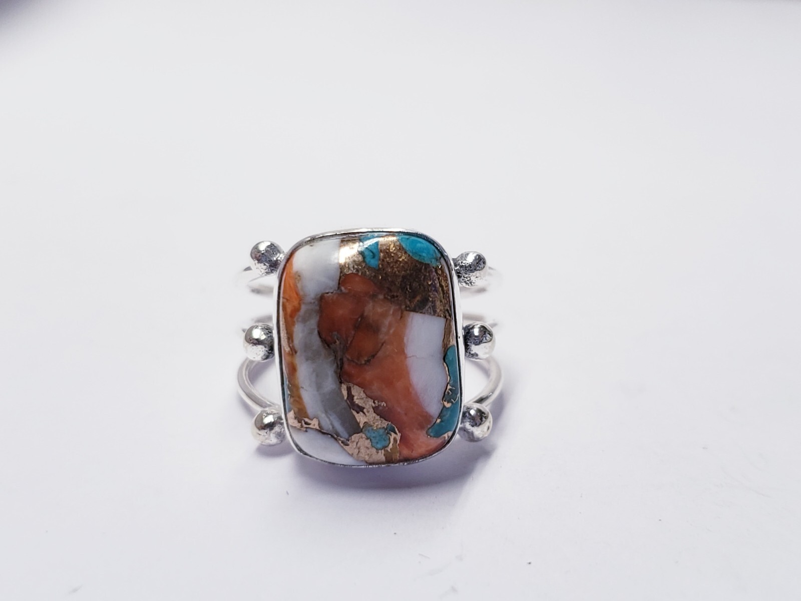 925 MULTI COLORED BIG STONE RING SIZE 9 - Gem