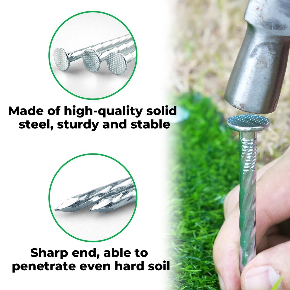 EISENSP 12Inch Galvanized Landscape Edging Spike - 50pcs Spiral Metal ...