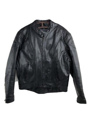 Mens Leather Biker Jacket With Elbow Pads And Tie Up Sides | eBay