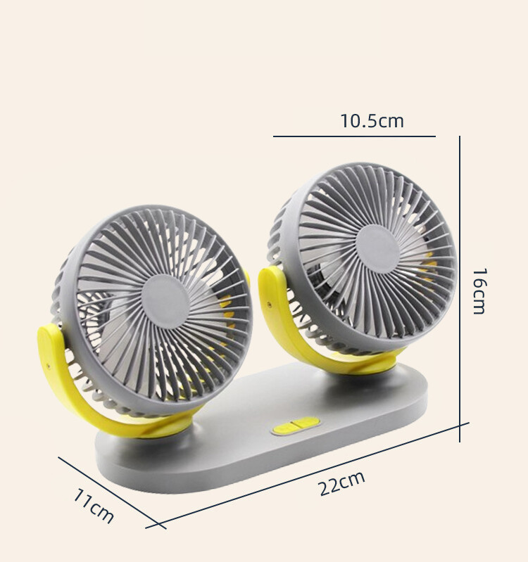 12V/24V Car Fan Portable Auto Cooling Fan Dual Head Rotatable Vehicle-3 ...