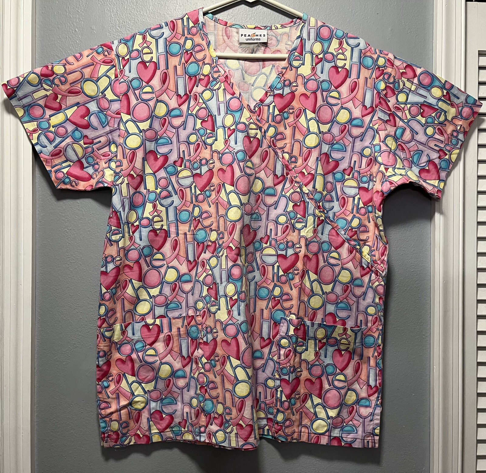 Peaches Uniforms Breast Cancer Ribbon Womens Scrub To… - Gem