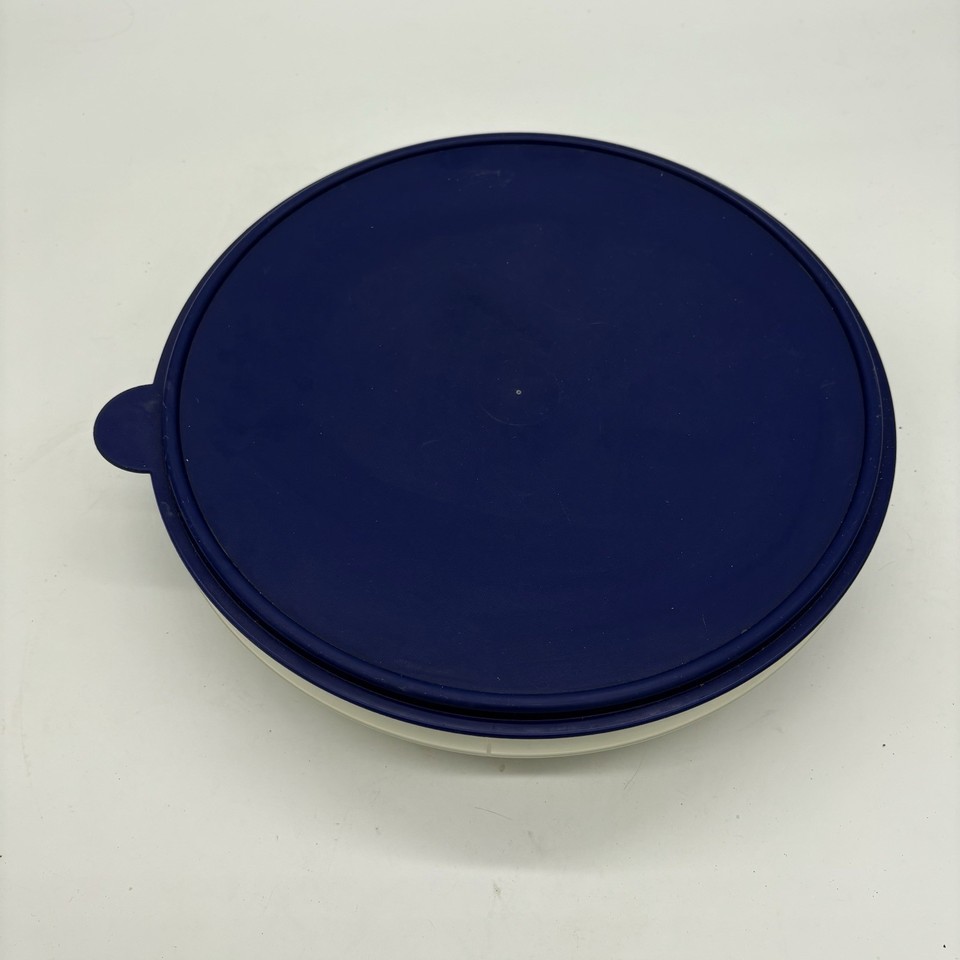 Tupperware Large Round Pie Cupcake Container 12” Blue Lid, Sheer ...