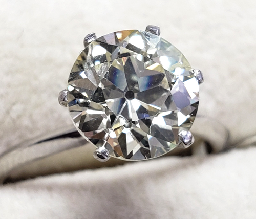 Old Mine Cut 2.61CT(Est). Natural Diamond solitaire PLATINUM Ring 7.25 | eBay