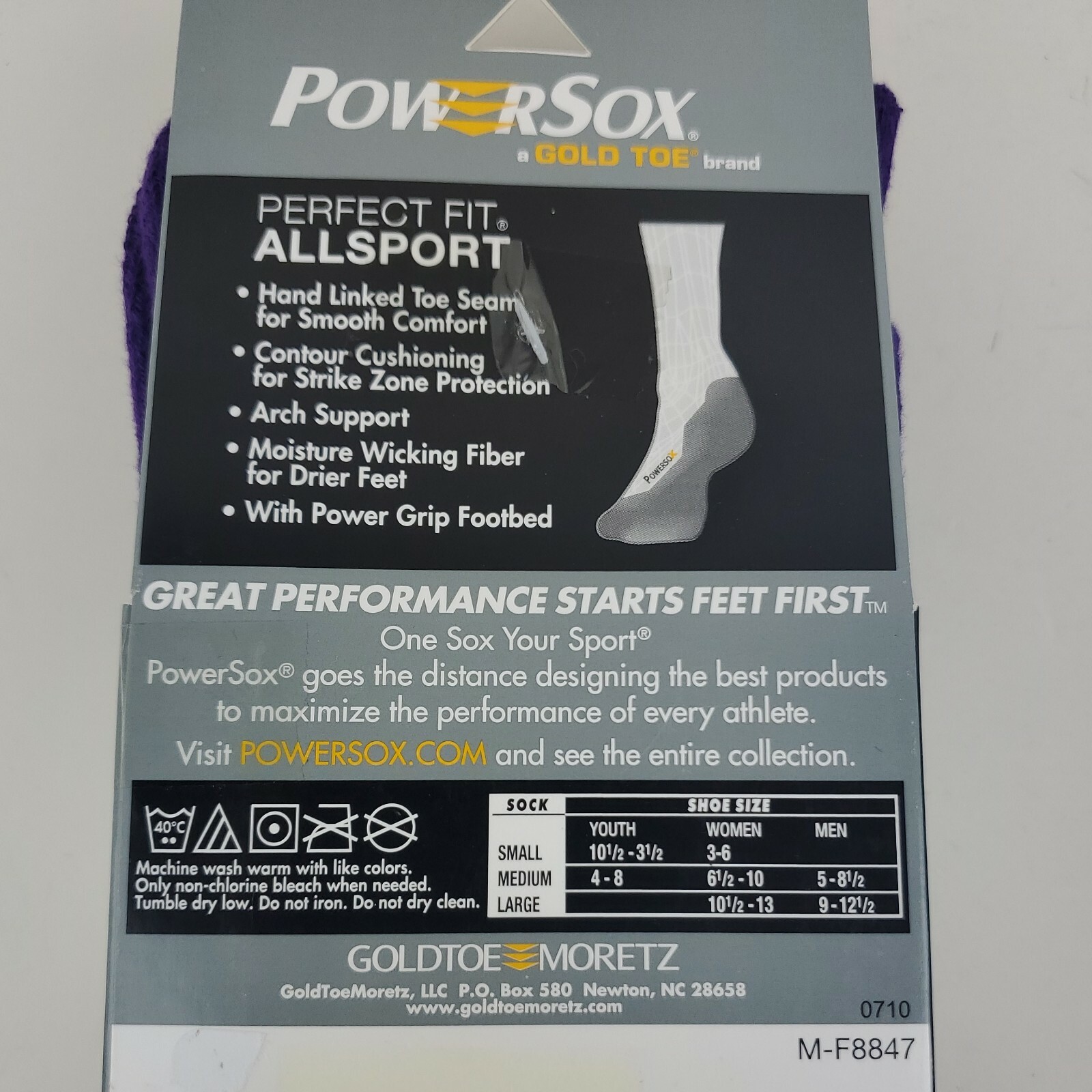 Gold Toe Powersox Pack Of 2 Sox Size Medium perfect fit all sports ...