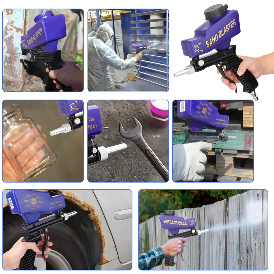 1/4" Portable Air Sandblasting Gun Hand Held Sand Blaster Paint Rust ...