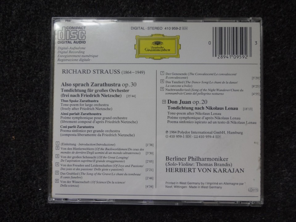 Richard Strauss Also Sprach Zarathustra & Don Juan Berlin Philharm Von Karajan | eBay