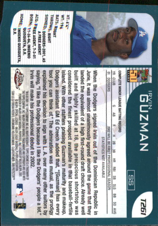 2001 Topps Chrome Traded #T261 Irvin Guzman RC | eBay