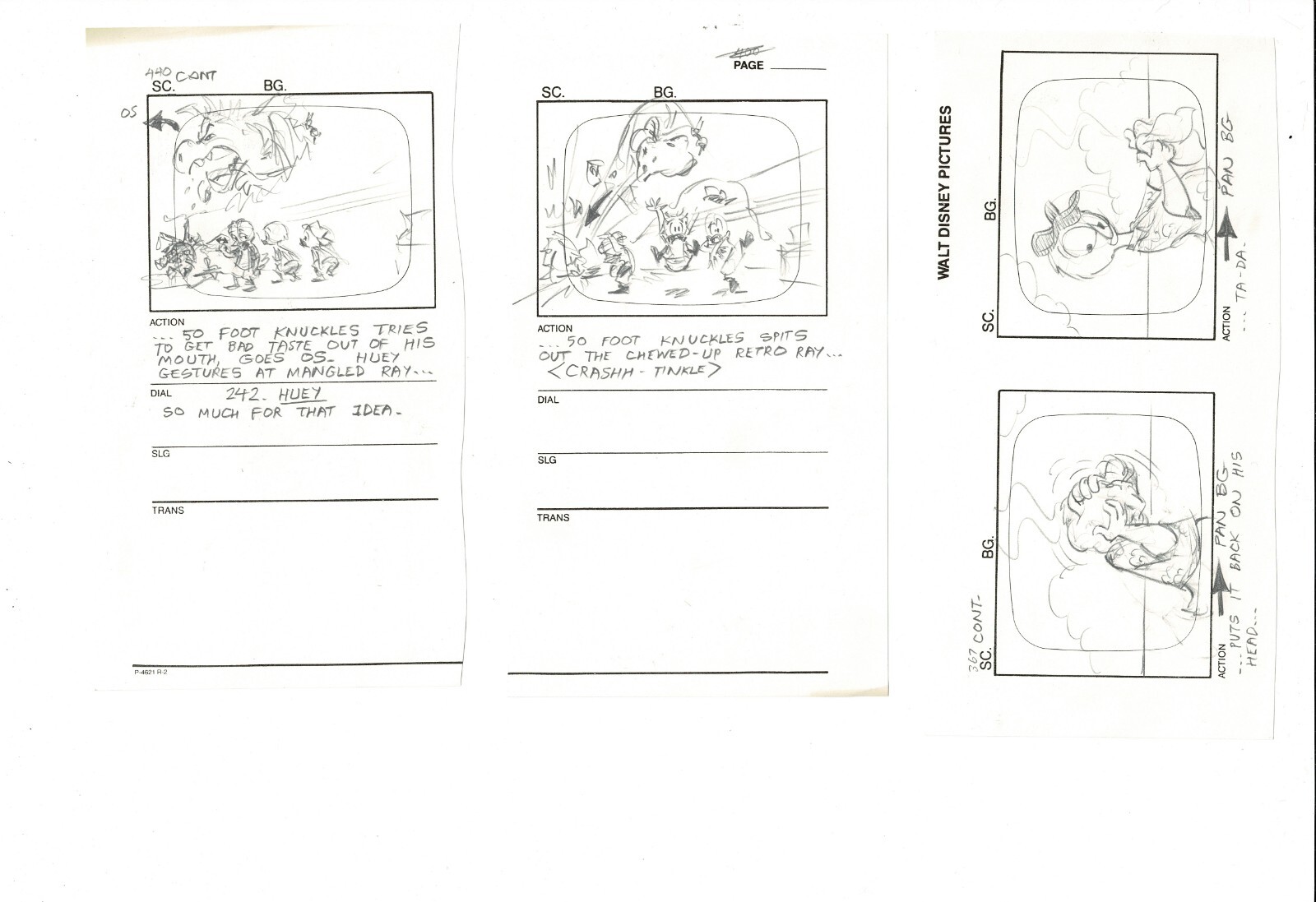 3 Quack Pack Disney Production Animation Storyboard Drawing Fragments ...