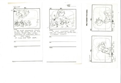 3 Quack Pack Disney Production Animation Storyboard Drawing Fragments ...