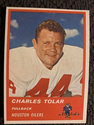 1963 Fleer #34 Charles Tolar Houston Oilers Vintage Sharp Corners 1000 ...