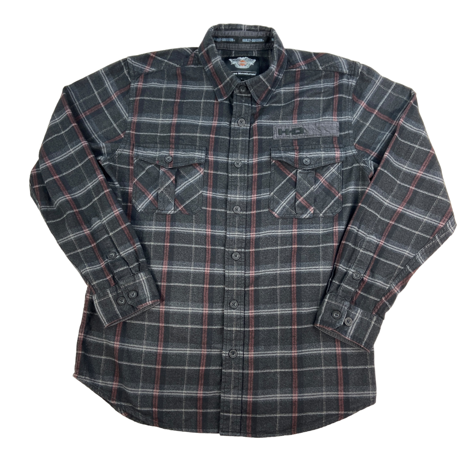 Harley Davidson Motorsports Plaid Flannel Shirt Mens … - Gem