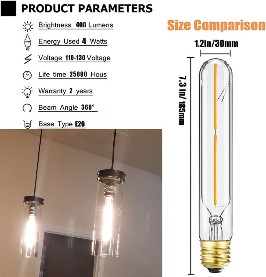 Tubular E26 LED Bulb 4W Equal 40 Watt Warm White 4w=40w 2700k | eBay