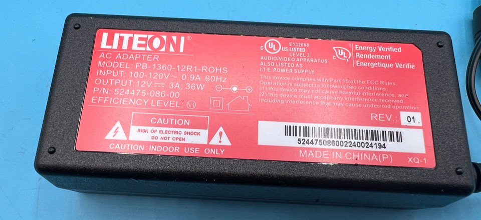 Genuine LiteOn Verizon FiOS AC Adapter Power Supply 12V PB-1360-12R1 ...