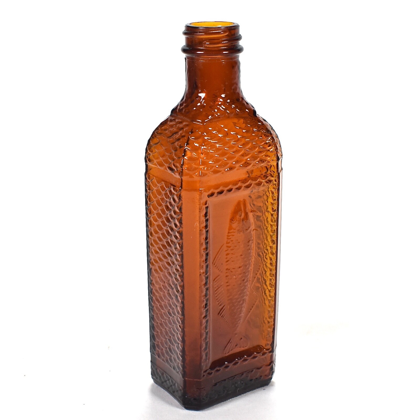 Vintage Antique Amber Cod Liver Oil Bottle McKesson Drug Embossed Fish ...