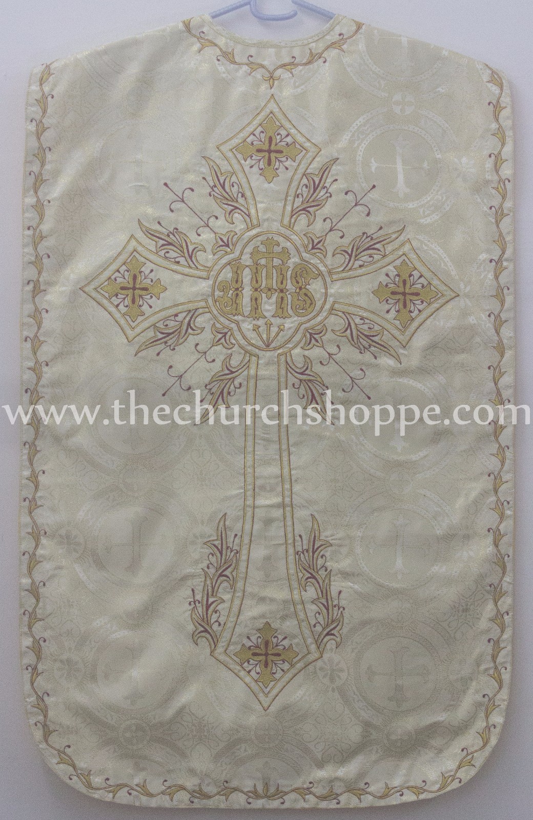 Metallic Gold Roman Chasuble Fiddleback Vestment & mass set IHS ...