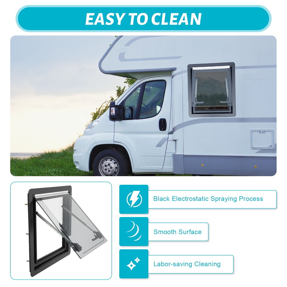 RV Caravan Hinged Push Out Window Hatch Vent Skylight 450*500mm w/Blind ...