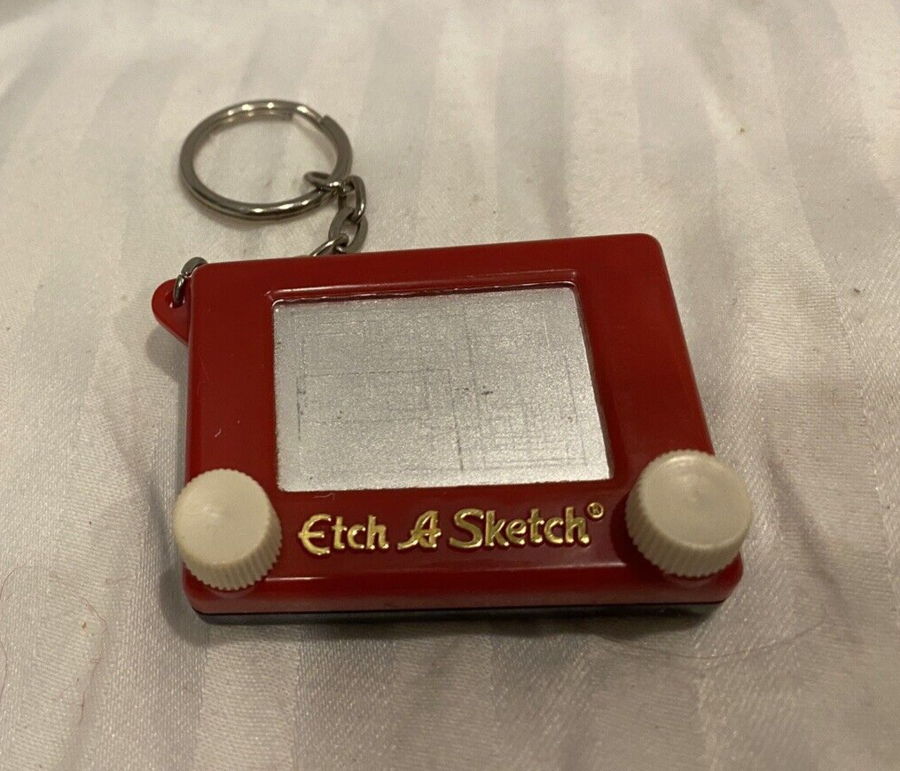 mini RED Etch A Sketch Keychain 2" by 1.5" by Basic Fun working Drawing ...
