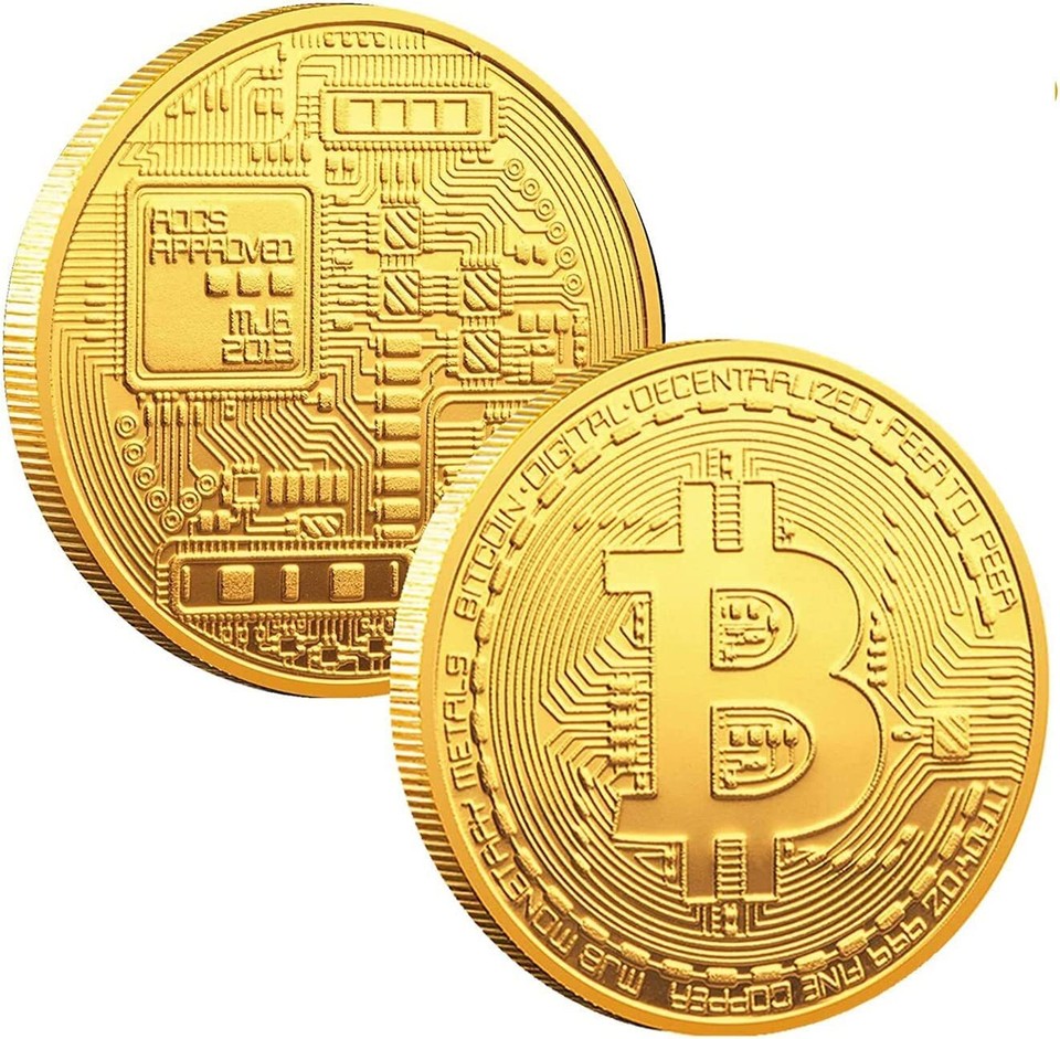 10Pcs Physical Bitcoin Coins Commemorative 24K Gold Plated Bit Coin ...
