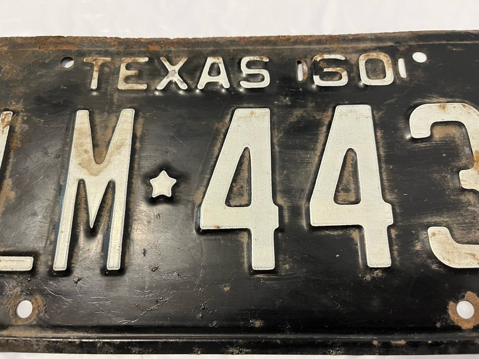 Antique UNCLEANED 1960 Texas Automobile License Plate Vintage TX | eBay