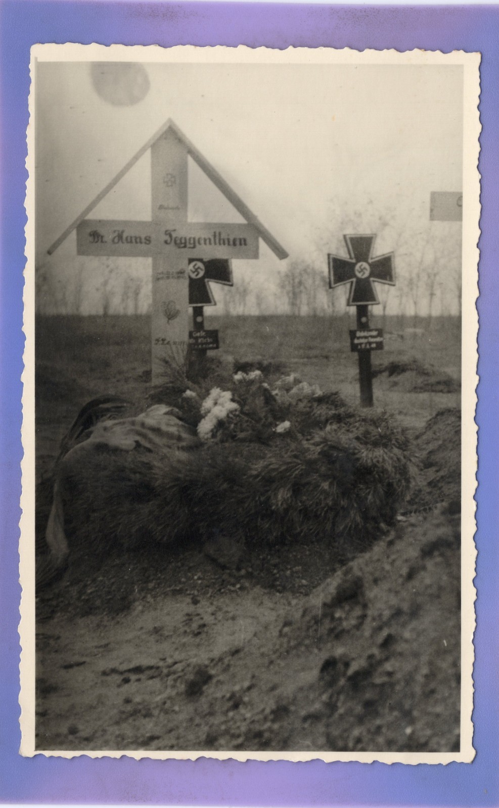 WW2 WAR GERMAN ARMY SOLDIERS BATTLE FIELD GRAVE H TEGGENTHIEN RP PHOTO ...