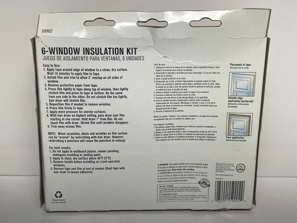 ACE 6-Window Insulation Kit, Indoor (59902) FS | eBay