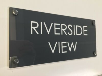 Modern Dark Grey House Name Wall Plaque, anthracite door number address ...