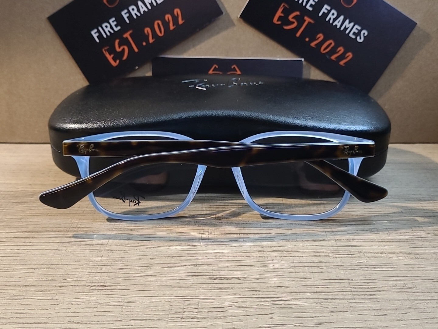 Ray-Ban Optics RB5375-5883 Unisex Polished Havana On Light Blue ...