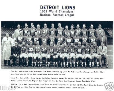 1952 DETROIT LIONS NFL CHAMPIONS 8X10 TEAM PHOTO BOBBY LAYNE DOAK ...