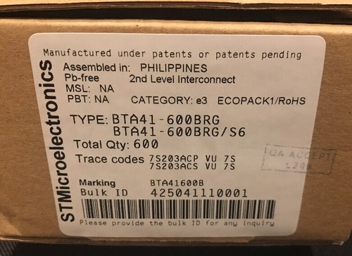 30 x ST BTA41-600BRG 600V TOP3 40 Amp Triac Thyristor ST ...