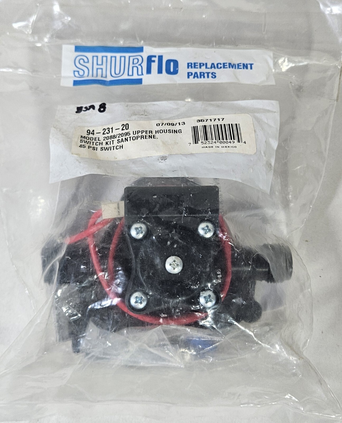 1 NEW Shurflo Pump Model: 94-231-20 Upper Housing Switch Kit 45 PSI | eBay