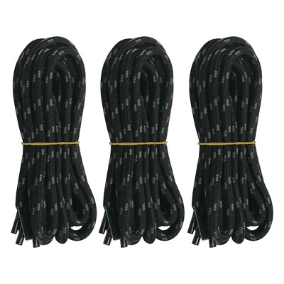 3 pairs 5mm Thick Heavy duty Round Hiking Work Boot Shoe laces Strings ...
