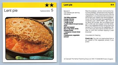 Lent Pie #5 Traditional Kathie Webbers Cookery 1977-8 Recipe Card | eBay UK