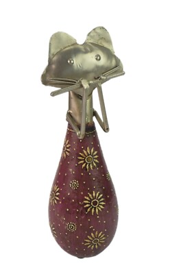 Handicraft Cool Cat Figure Playing Music Folk Art Sculpture Metal ...