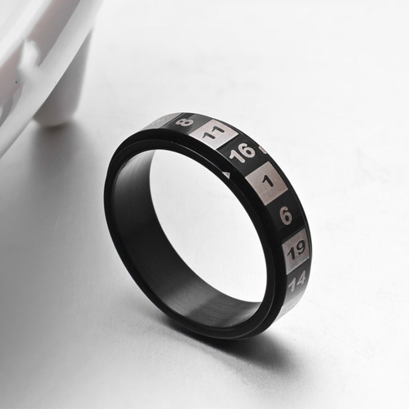 6MM Black/Rainbow Spinner Band Men/Women's Titanium Steel Numeral Ring ...
