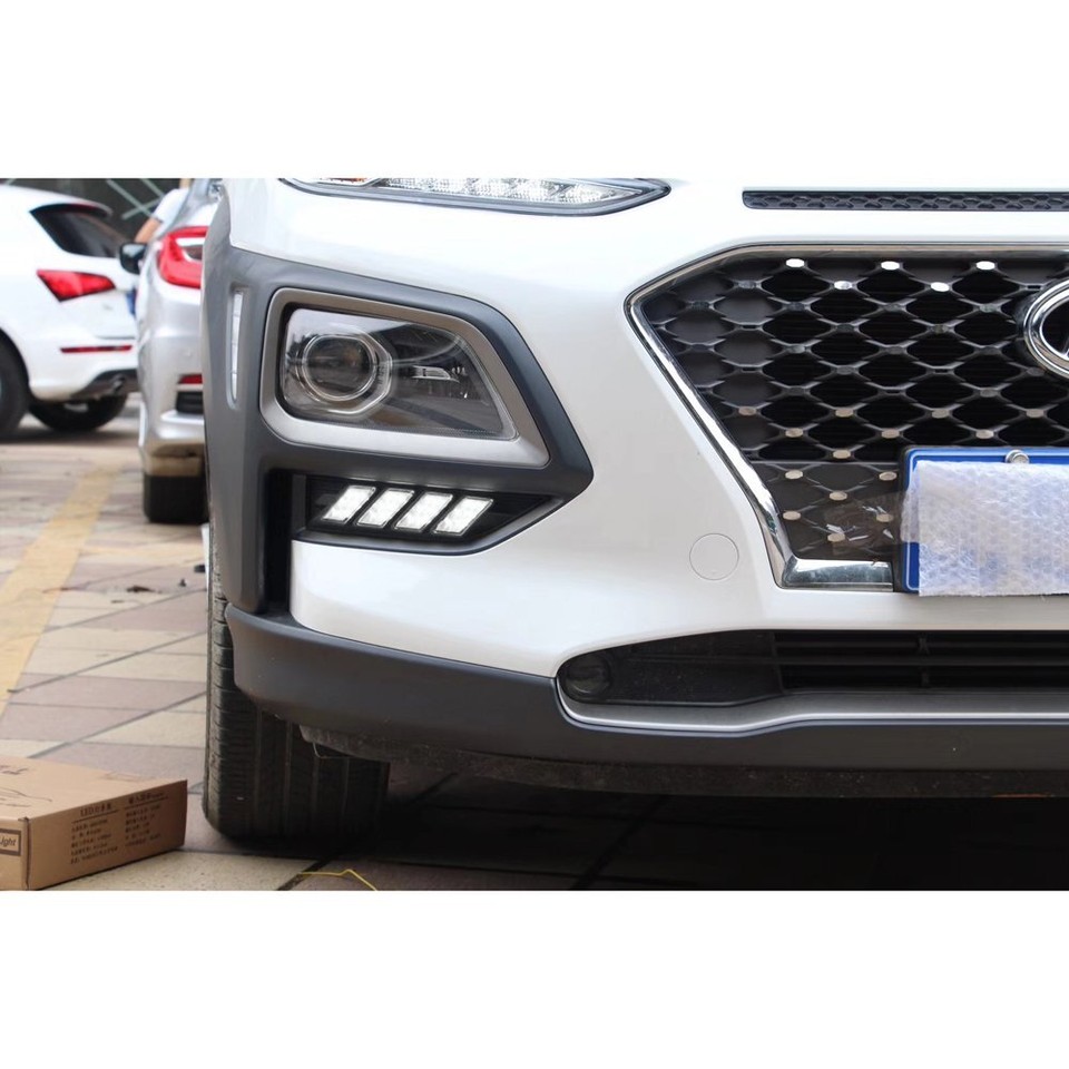 LED Daytime Running Light For Hyundai Kona 2018-2021 Fog Lamp W/ Turn ...
