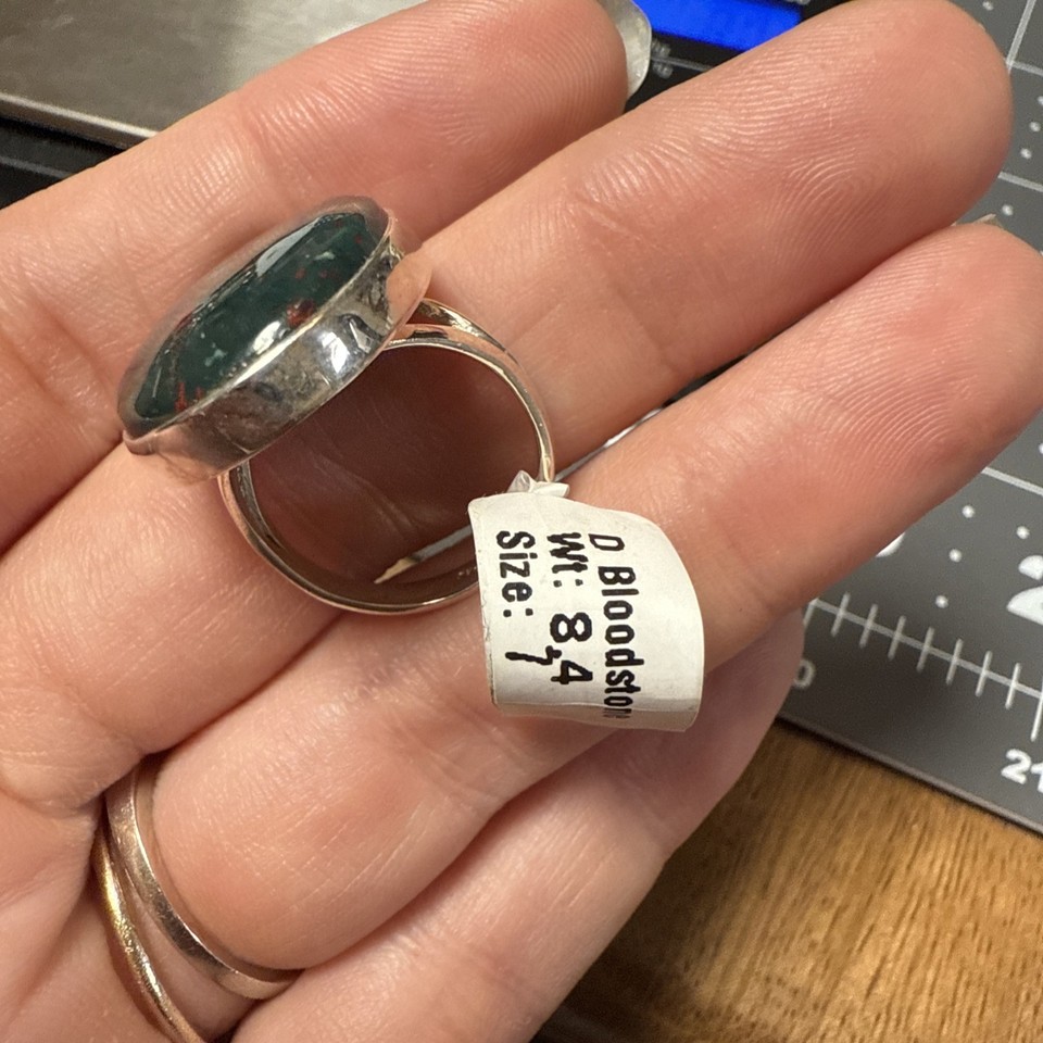 Natural Blood Stone - Large - 925 Sterling Silver Ring s.7 Jewelry | eBay