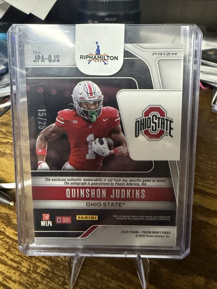 2025 Prizm Draft Picks Quinshon Judkins Patch Auto Ohio State Rose bowl ...
