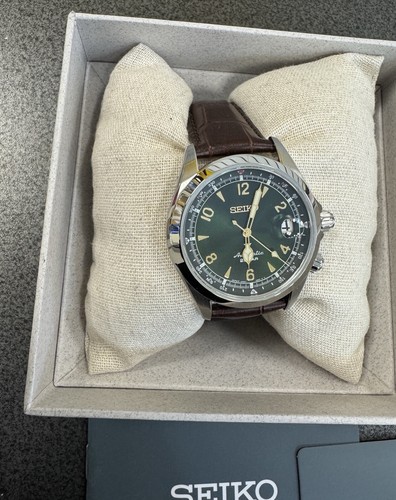 Seiko Prospex Alpinist Green Dial Brown Leather Strap Watch SPB121 New ...