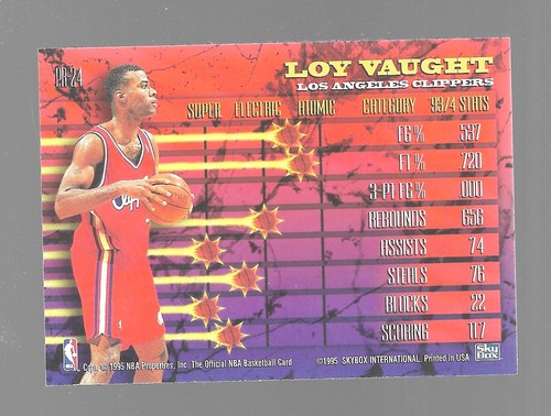 1994-1995 NBA Hoops 'Hoops Power' Loy Vaught PR24 Los Angeles Clippers ...