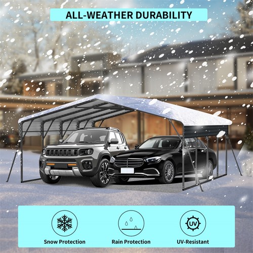 20x20 FT Metal Carport w/ Galvanized Steel Roof Outdoor Garage Car ...